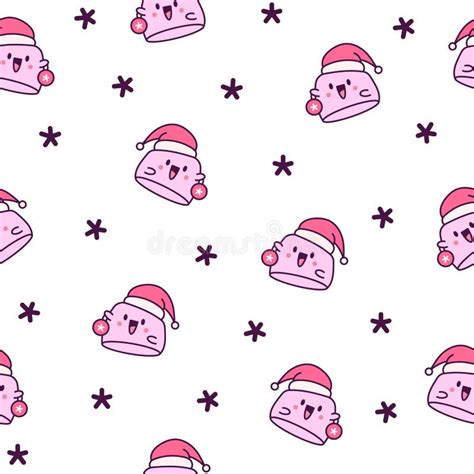 Kawaii Marshmallow Seamless Pattern Stock Vector Illustration Of