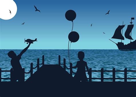 Silhouette De La Promenade Vecteur Premium