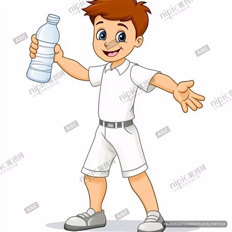 Ai创作图卡通年轻男性送水工 孩童送水 纯净水专卖店卡通形象 拿着瓶子喝水的小孩 卡通送水工 抱水瓶 卡通喝水 抱水的瓶子 喝水的男孩原创插画 儿童提水 拿瓶水 送水的小学生 送水服务员 捧