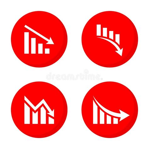 Decreasing Graph Icon Vector In Flat Style Market Crash Concept Stock