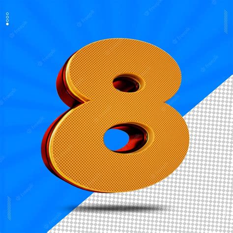 Premium Psd 3d Render Number 8 Font Wafer