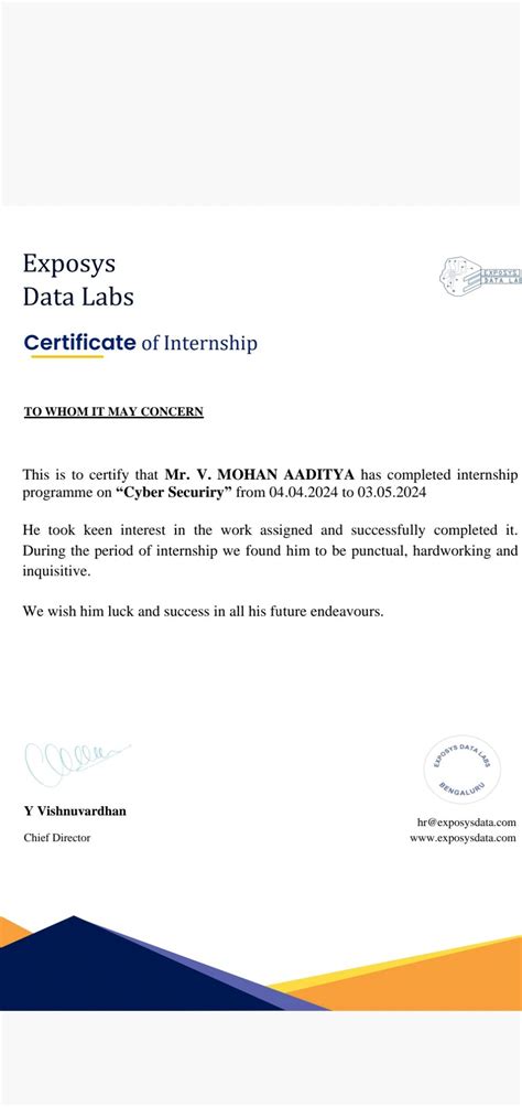 Mohan Aaditya V On Linkedin Cybersecurity Internship