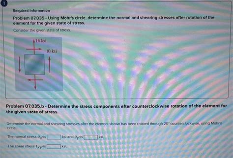 Solved Required Information Problem Using Mohr S Chegg Com