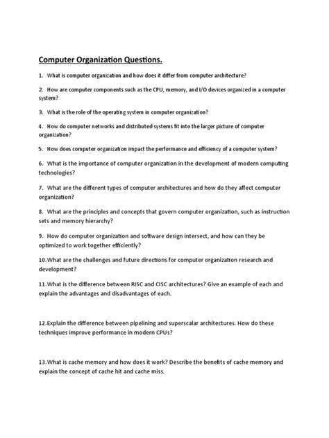 Computer Organization Questions Pdf