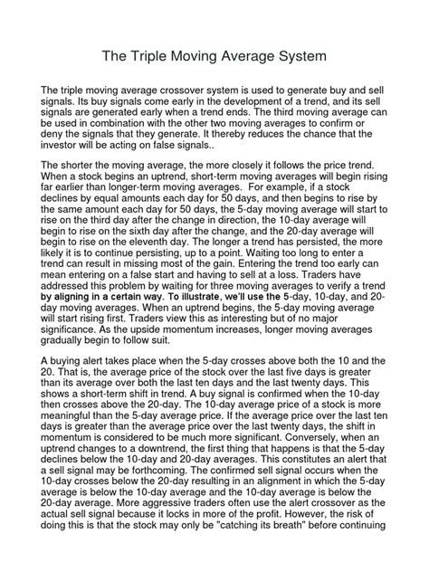 The Triple Moving Average System Pdf Moving Average Stocks