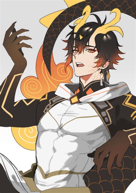 Zhongli Zhongli And Rex Lapis Genshin Impact Drawn By Onegingek Danbooru