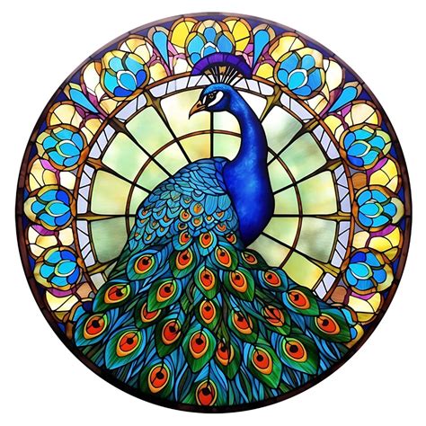 Diamond Painting Full Round Square Stained Glass Peacock