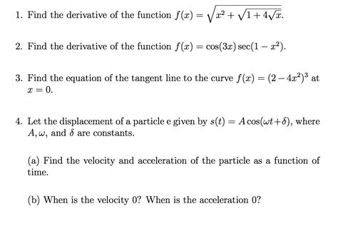 solved 1 find the derivative of the function f x square