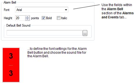 Alarms Guide Specify The Font And Sound Settings For The Alarm Bell Specify The Preferred