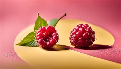 A Single Raspberry On A Yellow Background Premium Ai Generated Image