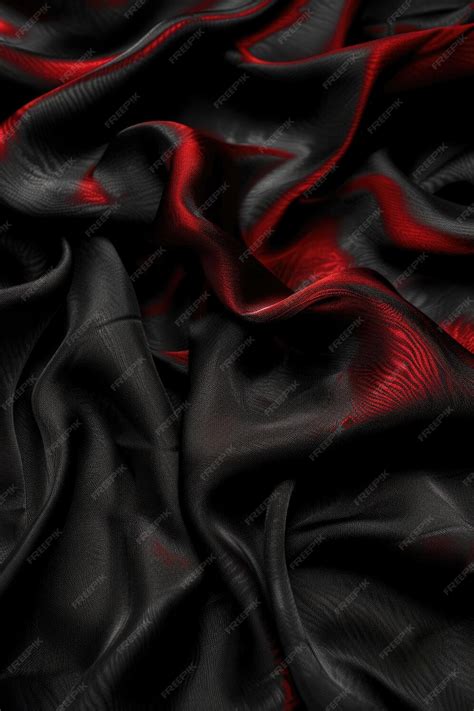 The Dramatic Folds Of A Red And Black Fabric Create A Visually