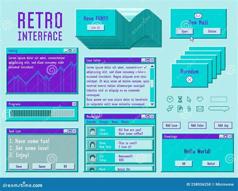 retro interface classic old software ui with cyberpunk theme and