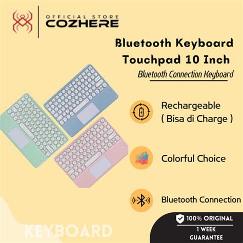 Jual Keyboard Wireless Keyboard Bluetooth With Touchpad Portable Universal Biru 10 Inch