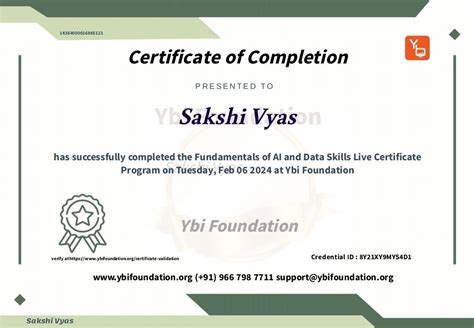 Sakshi Vyas On Linkedin Ai Dataskills Ybifoundation Certificatecompletion