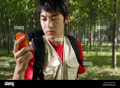 Man Looking At GPS System Stock Photo Alamy