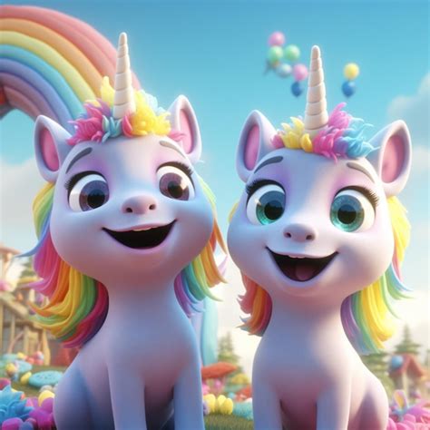 Premium Ai Image There Are Two Unicorns Sitting Next To Each Other In