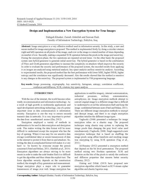 Pdf Design And Implementation A New Encryption System For True Images