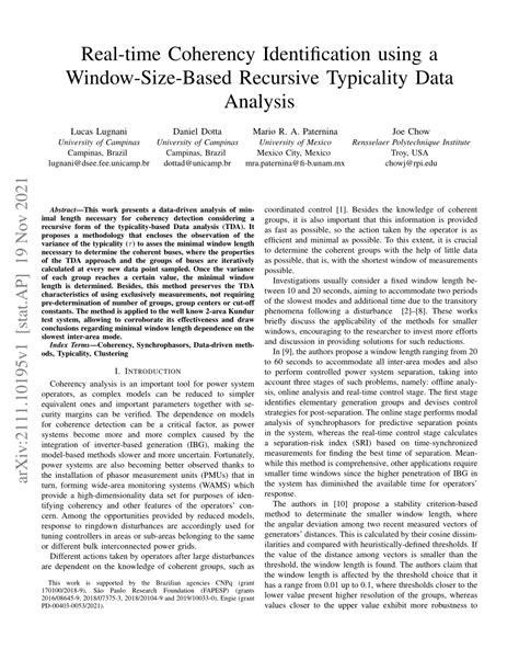Pdf Real Time Coherency Identification Using A Window Size Based Recursive Typicality Data