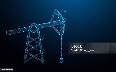 오일 펌프 형식 라인 삼각형 및 입자 스타일 디자인 일러스트 벡터 로우 폴리곤 모델링에 대한 스톡 벡터 아트 및 기타 이미지