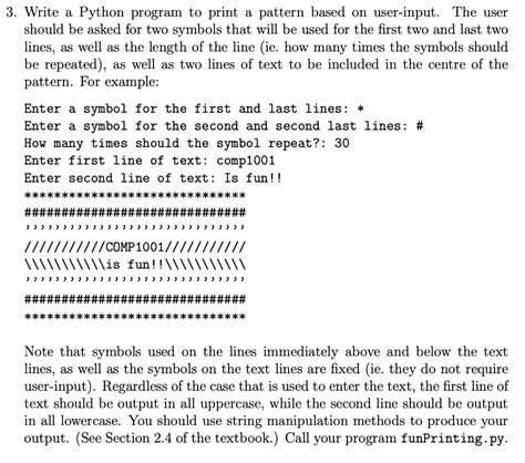 Solved 3 Write A Python Program To Print A Pattern Based On