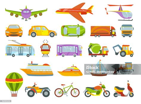 Transportasi Perkotaan Diwarnai Ilustrasi Vektor Transportasi Kota Dan Transporter Terisolasi