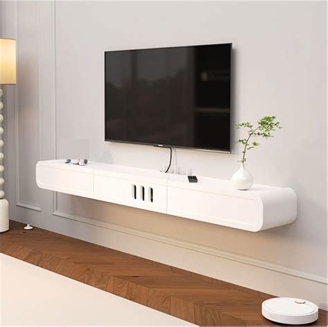 Tv Cabinet Tv Stand White Floating Tv Stand With Media Storage Cabinets And Drawers Wall