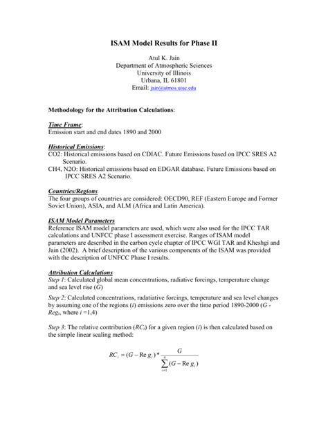 Isam Model Results For Phase Ii