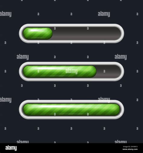 3d Realistic Icon Green Progress Bar In Stages App Interface Element Loading Indicator Stock