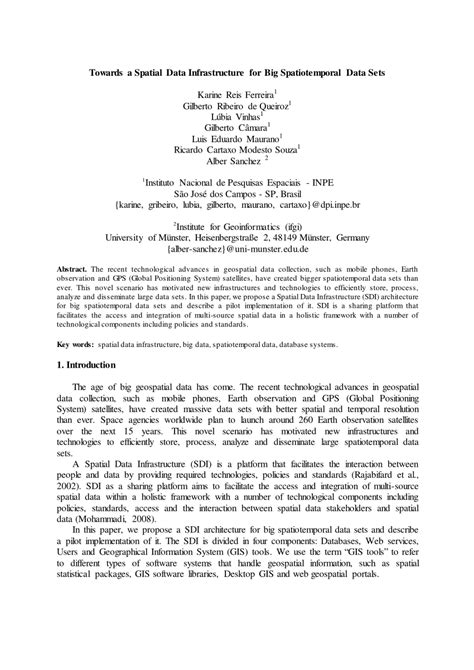 Pdf Towards A Spatial Data Infrastructure For Big Spatiotemporal Data