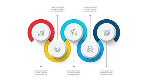 5단계 옵션 부품 또는 프로세스가 포함된 인포그래픽 프레젠테이션용 비즈니스 템플릿 프리미엄 Psd 파일