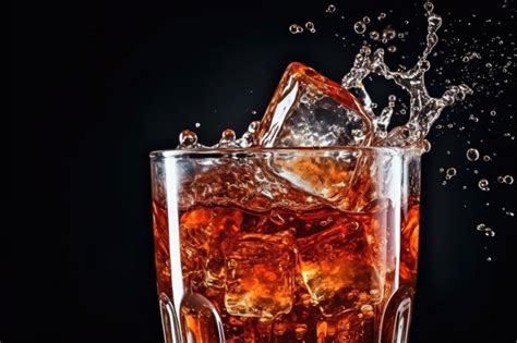 Premium Photo Close Up Of Fizzy Soda Soda With Ice Cubes Floating To The Top Creating A Bubbly