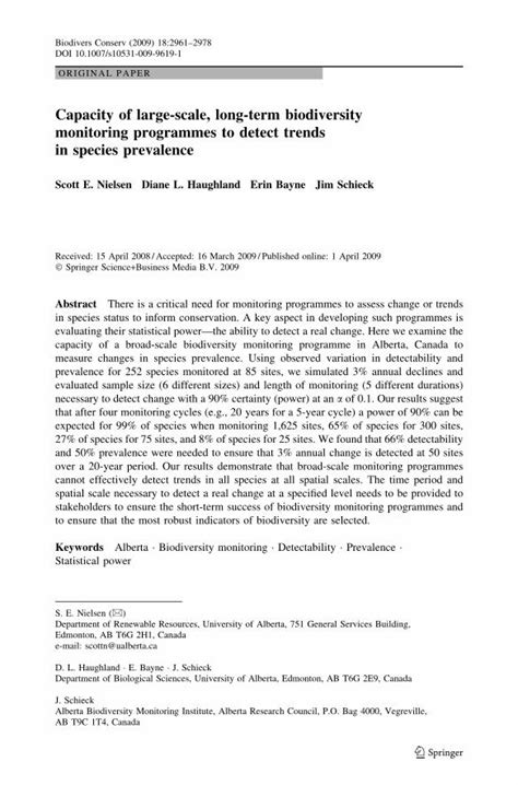 Pdf Capacity Of Large Scale Long Term Biodiversity Monitoring Dokumentips