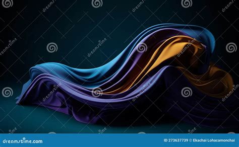 Generative Ai Dynamic And Colorful Fabric Blown In The Wind Creating A Beautiful And Flowing