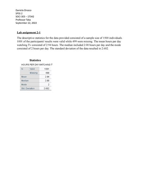 SPSS Lab SPSS Lab SPSS SOCI Professor Taka September Lab