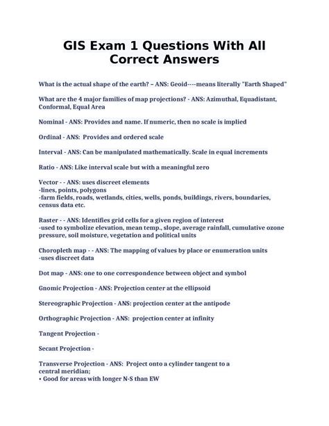 GIS Exam Questions With All Correct Answers Exams Computer Science Docsity