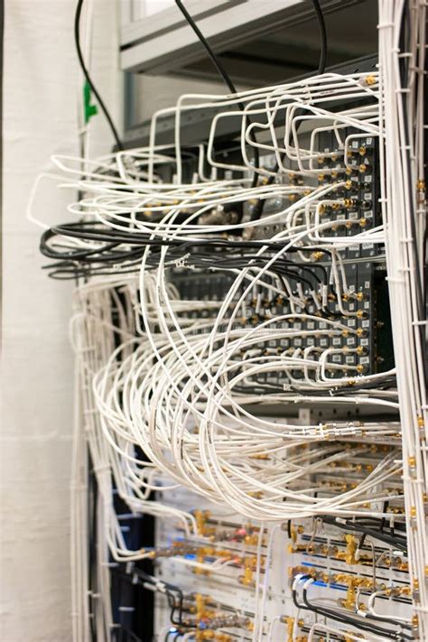 Electronic Signal Processing Devices In A Science Lab Many Connected