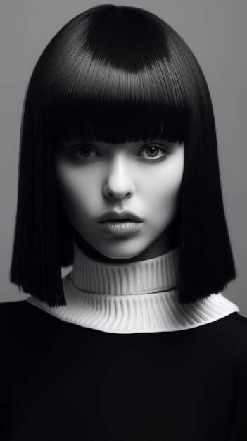 Premium Photo A Woman With A Bob Haircut Posing