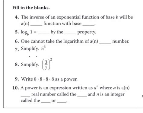 Solved 4 The Inverse Of An Exponential Function Of Base B Chegg Com
