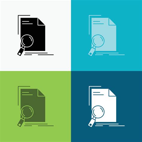 Analysis Document File Find Page Icon Over Various Background Glyph Style Design Designed