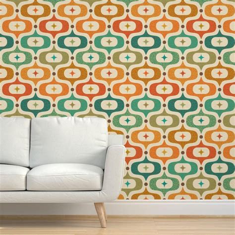 Mid Century Modern Grasscloth Wallpaper Mid Mod Ogee By Studioxtine