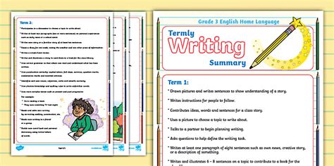 Grade 3 English Home Language Termly Writing Summary