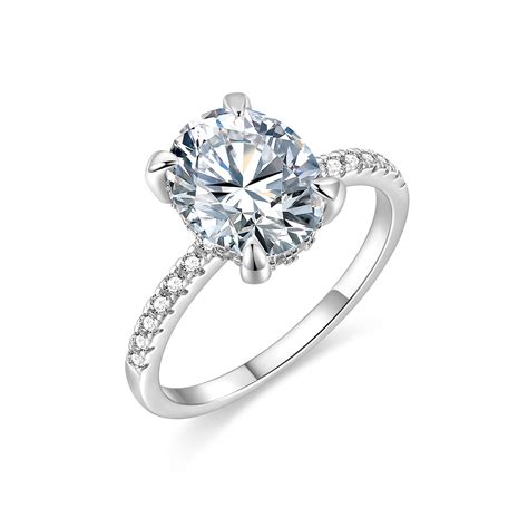 Eamti 3ct 925 Sterling Silver Engagement Ring Oval Cut Cz Wedding