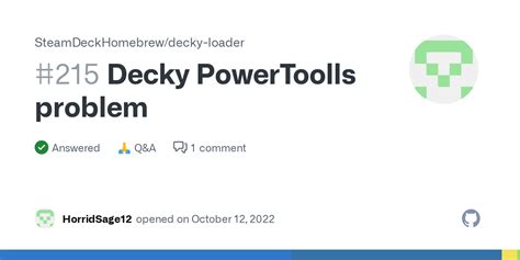 Decky PowerToolls Problem SteamDeckHomebrew Decky Loader Discussion GitHub