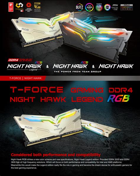 Buy Team T Force Night Hawk Rgb 16gb 2x8gb 4000mhz Cl18 Ddr4 Black [tf1d416g4000hc18edc01