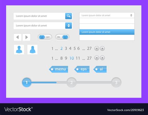 Ui Kit Active Button Non Royalty Free Vector Image