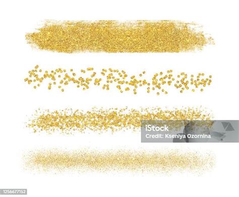 흰색 배경에 고립 된 골드 글리터 브러시 스트로크 세트 아름 다운 컬렉션 디자인에 대 한 요소 메이크업 화장품에 대한 스톡 벡터