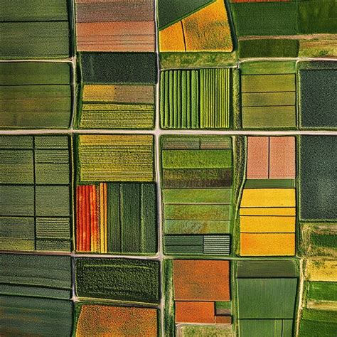 Aerial View Of Crop Rotation Patterns In Farmland Premium Ai