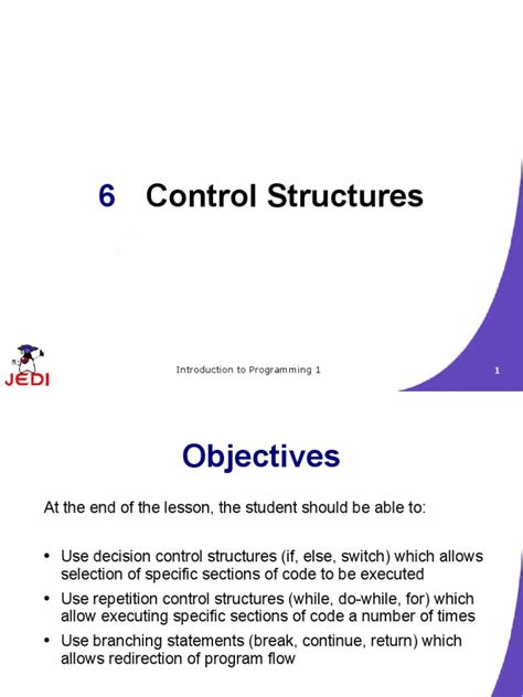 jedi slides intro1 chapter06 control structures pdf control flow software engineering