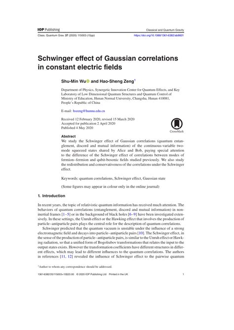 Schwinger Effect Of Gaussian Correlations Inconstant Electric Fields Request Pdf