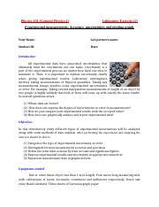 Physics Lab Experimental Measurements Uncertainty And Plotting Graph Physics General